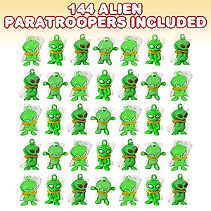 ArtCreativity Alien Paratroopers with Parachutes, Bulk Pack of 144, Vinyl Parachute Toys, Durable Plastic Guys Playset, Fun Parachute Party Favors, Goody Bag Stuffers, for Boys and Girls