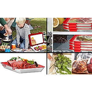 Food Preservation Trays- Stackable, Reusable Food Tray with Plastic Lid, Durable，Superior for Keeping Food Fresh,Dishwasher & Freezer Safe-6 Count