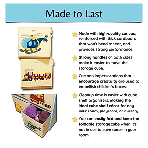 Product 4 Kids - Washable Toy Box Storage Cube, Canvas Toy Chest Organizer Foldable Kids Toy Storage Organizers for Child's Bedroom or Playroom -13x13x13 Inch