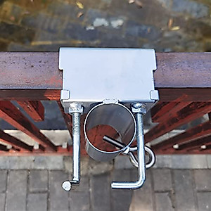 FFfeily Garden Umbrella Clamp Holder Metal Patio Umbrella Mount Clip for Balcony Landscape Fence Sunshade Umbrella Fixed Bracket,2" Adjustable Pole Hole,Clip Wide Max 2.6"