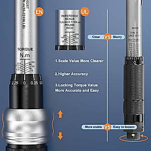1/4" Torque Wrench Handife 5-25 Nm Drive Click Torque Wrench Set Bike Maintenance kit 1/4 Inch High Precision Repair Spanner Key with Double Scale, Two-Way Ratchet with Wrench Socket Bit Extension Bar