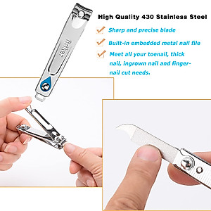firiKer 4PCS Nail Clipper Set, Sharpest Fingernail & Toenail Nail Cutting Clippers, Quality Stainless Steel Portable Nail Cutter Set with Nail File, Personal Pedicure Kit for Women Man