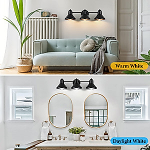 Bathroom Light Fixtures, 3-Light Vanity Light Over Mirror, Matte Black Metal Bathroom Light, Modern Farmhouse Rustic Industrial Indoor Wall Mount Lighting Sconce for Living Room Cabinet Hallway