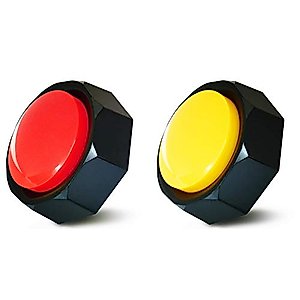 BOSKEY Dog Training Buzzer recordable Button-Record and Playback Any Message You want-10 Seconds Record Button 2 Colors(Including Battery) (Yellow+Red)