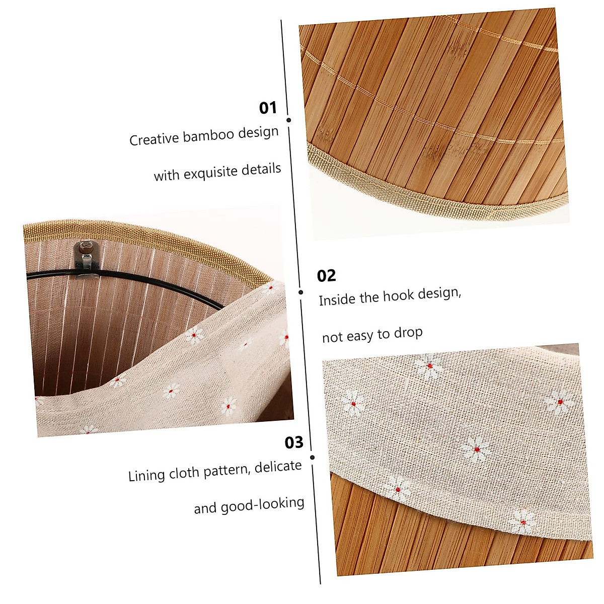 Levemolo 1pc Bamboo Trash Can Round Trash Can Collapsible Garbage Can Garbage Cans Woven Rubbish Container Clothes Storage Organzier Waste Bins Laundry Basket Sundries Bucket Clothing