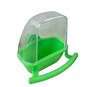 ZHIQIAN Plastic Bird Feeder, Pet Bird Food Feeder with Perch, Food Feeder Food Container for Parrots Budgie Cockatiel Pigeon Bird Cage Accessories(Green)