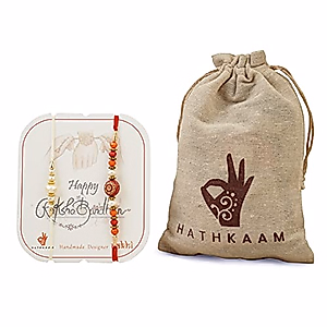 HATHKAAMSet of 2 Rakhi for Brother Traditional Handmade Designer Rakhi Bracelet Made with Colorful Bead & Universal Fit Strong Thread Band Sister Rakhee Gift for Indian Festival Rakhsha Bandhan