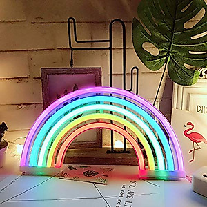 QiaoFei Cute Rainbow Light Signs for Kids Gift's Gift LED Rainbow Neon Signs Rainbow Lamp for Wall Decor Bedroom Decorations Home Accessories Party Holiday Battery or USB Operated Table Night Lights