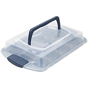 Wilton Diamond-Infused Non-Stick Navy Blue Muffin and Cupcake Pan with Cover, 12-Cup, Steel