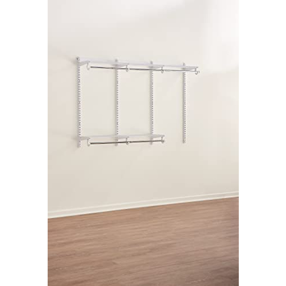 Rubbermaid Configurations Classic Closet Kit, White, 3-6 Ft., Wire Shelving Kit with Expandable Shelving and Telescoping Rods, Custom Closet Organization System, Easy Installation