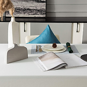 Hosonson 100% Waterproof Vinyl PU Square Heavy Duty Table Cloth with Smooth Surface - Soft Hand-Feeling Decoration Tablecloth - Reusable Wipable Oilproof Table Cover for Kitchen (54x54 Inch, White)