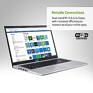 Acer Aspire 5 A515-56-347N Slim Laptop - 15.6" Full HD IPS Display - 11th Gen Intel i3-1115G4 Dual Core Processor - 8GB DDR4 - 128GB NVMe SSD - WiFi 6 - Amazon Alexa - Windows 11 Home in S Mode,Silver