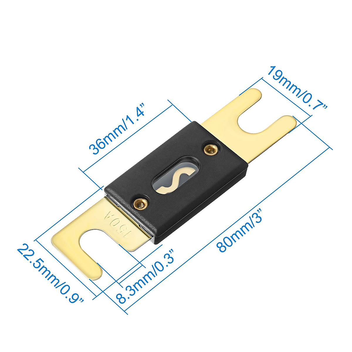 5 Pieces ANL Fuse Inline Fuse Gold Plated Fuse for Car Vehicle Audio Video System (150 Amp)