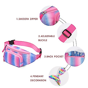 cotmcor Kids Fanny Pack for Girls, Cute Waist Bag with Mermaid Pendant Gift