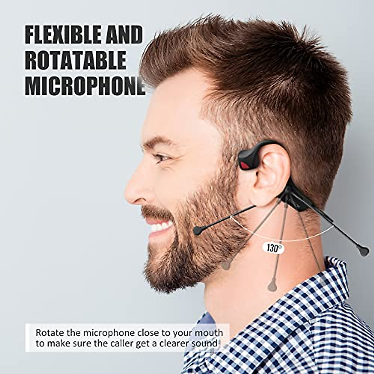 YouthWhisper Bone Conduction Headphones Bluetooth with Microphones - Wireless Headset Open-Ear Lightweight for Running Hiking Home Office Education Conference Calls Online Teaching/Learning