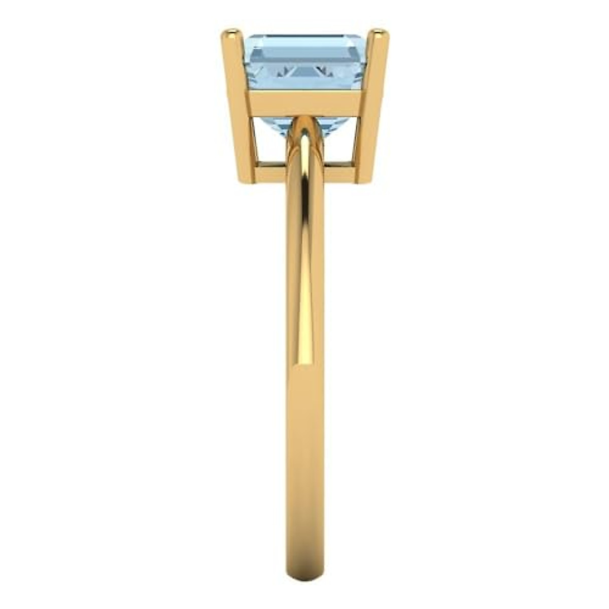 Clara Pucci 2.0 ct Asscher Cut Solitaire Blue Simulated Diamond Engagement Bridal Promise Anniversary Ring 18K Yellow Gold Size 3.75