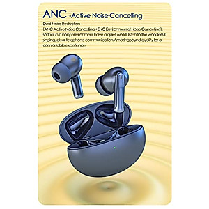 LmtLessDeals Wireless Earbuds Bluetooth Noise Cancelling in-Ear Headphones Waterproof Touch Control Built-in Microphone with Wireless Charging Case… (Silver)