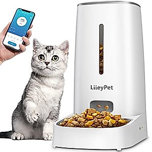 Automatic Cat Feeders - LIIEYPET Cat Food Dispenser for Dry Food, 4L Smart Pet Feeder with 2.4G App Control, Automatic Dog Feeder with Stainless Steel Bowl, 1-10 Meals Per Day