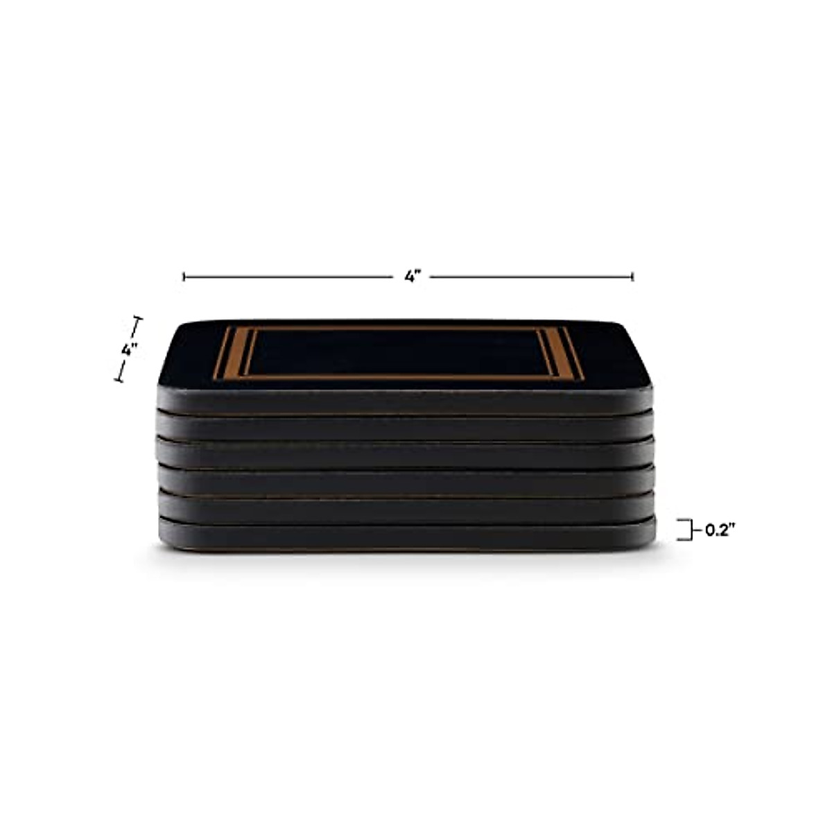 Pimpernel Classic Black Collection Coasters | Set of 6 | Cork Backed Board | Heat and Stain Resistant | Drinks Coaster for Tabletop Protection | Measures 4” x 4”