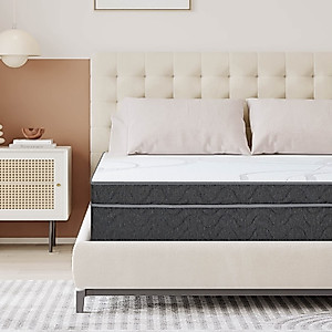 King Size Mattress, 10 Inch Gel Memory Foam Mattress with Individual Pocket Spring Mattress, Pressure Relief, Medium Firm Feel Mattress for Fit The Spine, CertiPUR-Us Certified (King)