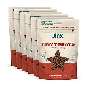 Jinx Beef & Banana Training Treats for Dogs and Puppies, Low-Calorie, All Natural, Slow-Smoked Real Beef, No Fillers 4oz, 6 Pack