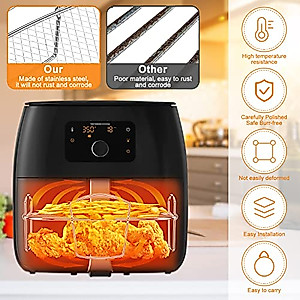 Eummy - 2Pcs Air Fryer Cooking Accessory Kit 8Inch Stainless Steel Air Fryer Rack Reversible Rack and Non-Stick Baking Pan Universal Air Fryer Accessories Dishwasher Safe for Dual Basket Air Fryer