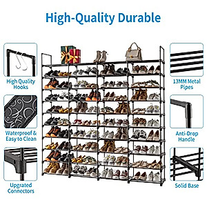 LeeMas 10 Tiers Shoe Rack Storage Organizer Shoe Shelf Organizer for Entryway Holds 80 Pairs Shoe, Stackable Shoe Cabinet Shoe Rack Organizer Large Shoe Shelf for Closet Bedroom Hallway