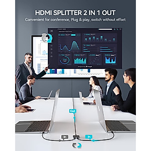 TECKNET HDMI Switch 4k@60hz Splitter, Aluminum Bidirectional HDMI Switcher 2 in 1 Out, Manual HDMI Hub Supports HD Compatible with Xbox PS5/4/3 Blu-Ray Player Fire Stick Roku(Cable is not Included)