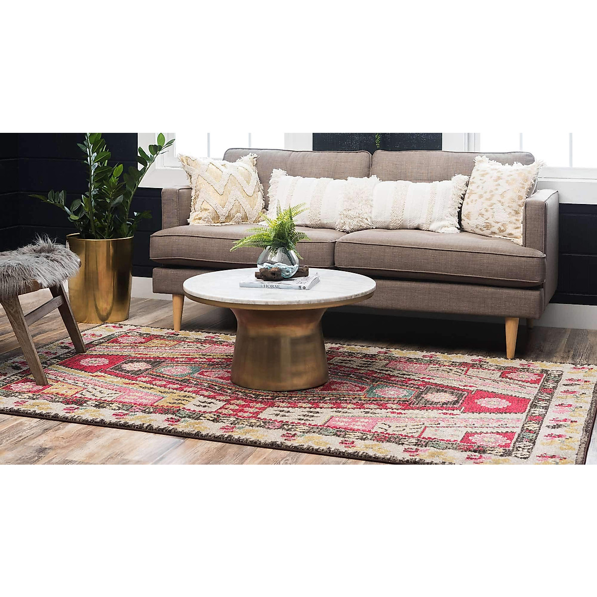 Unique Loom Sedona Collection Southwestern, Geometric, Border, Over-Dyed, Modern, Tribal, Abstract Area Rug, 9 ft x 12 ft, Multi/Beige