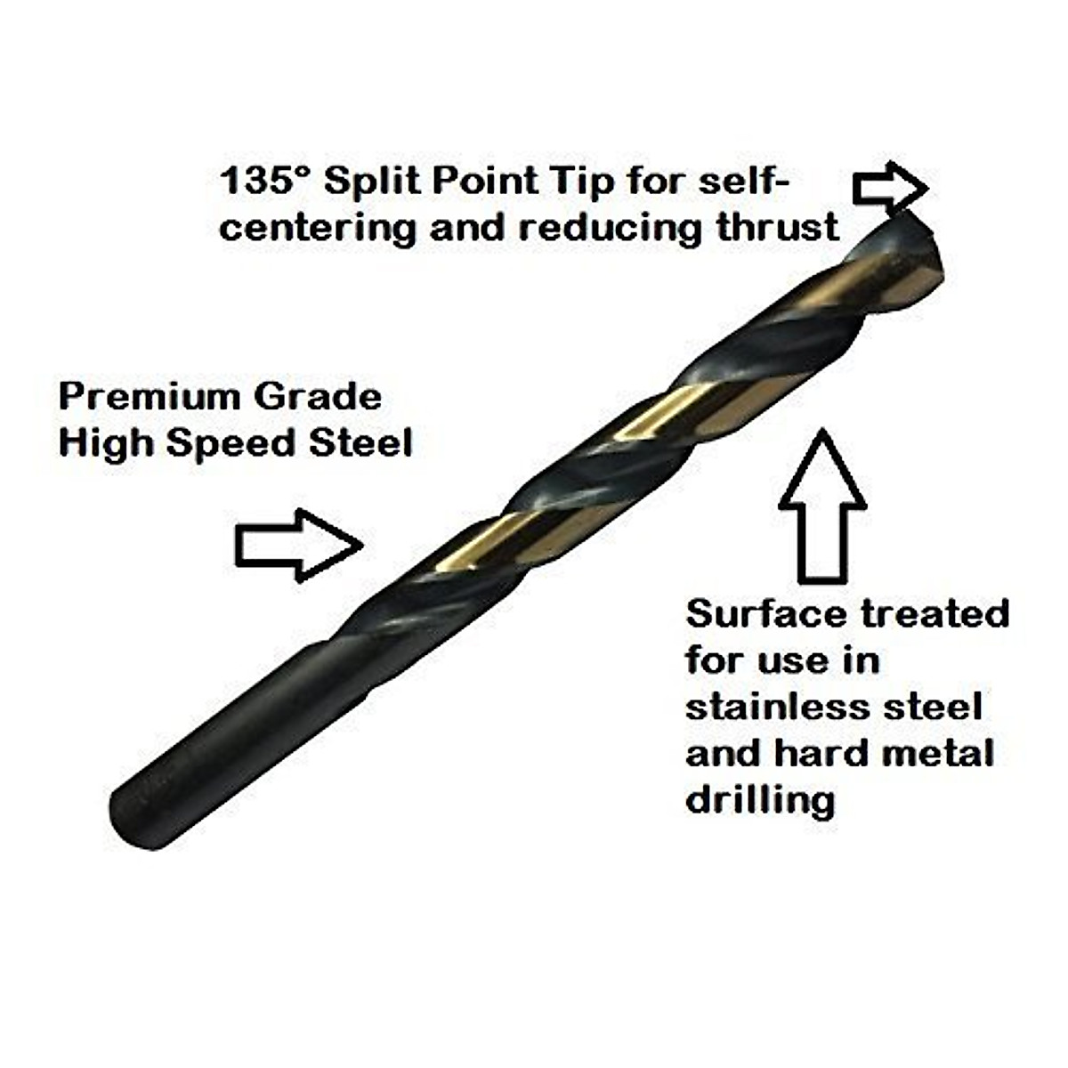 Drill America - KFD15J-SET 15 Piece Heavy Duty High Speed Steel Drill Bit Set with Black and Gold Finish, KFD Series