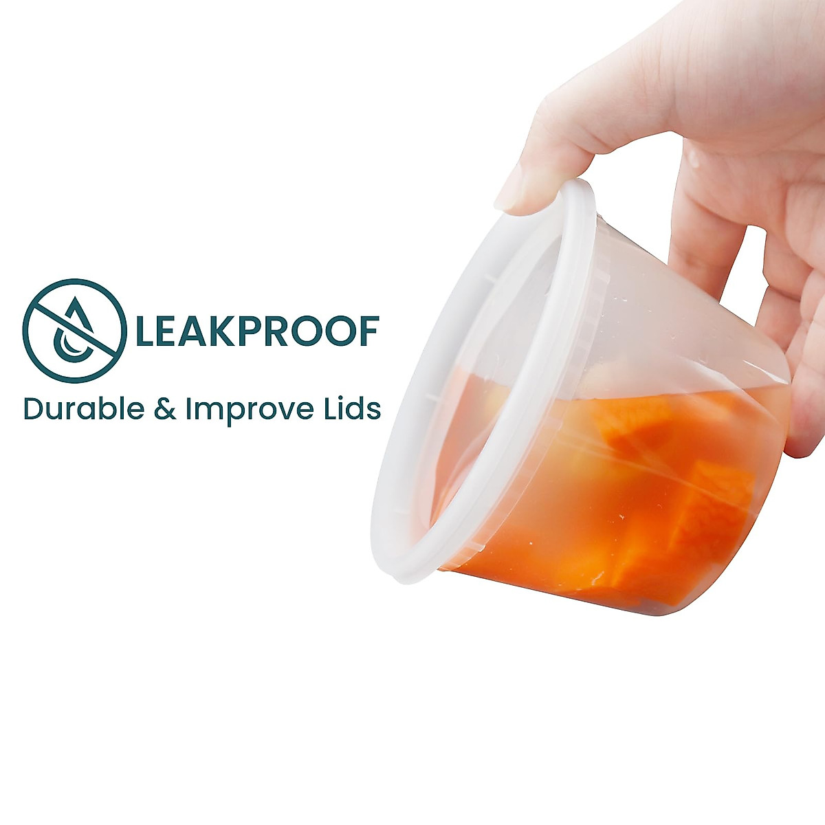 WGCC Deli Containers with Lids 16 oz - Disposable Soup Containers with Lids 48 Sets - Plastic Containers with Lids, Food Storage Containers with Lids, BPA Free/Microwave/Freezer/Dishwasher Safe