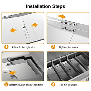 BBQ-PLUS Stainless Steel Universal Grease Tray with Catch Pan Replacement Parts for Dyna Glo, Nexgrill, Expert Grill, Kenmore, BHG and More 4/5 Burner Gas Grills