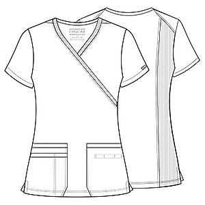 Women's Mock Wrap Top Workwear Originals with Rib-Knit Back Panels WW650, M, Black