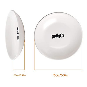 Dorakitten Ceramic Cat Food Plates: Cat Wet Food Bowls Cat Feeding Wide Bowls to Stress Relief of Whisker Fatigue Cat Dishes, Shallow Bowls for Kittens and Small Animals with Non-Slip Mat