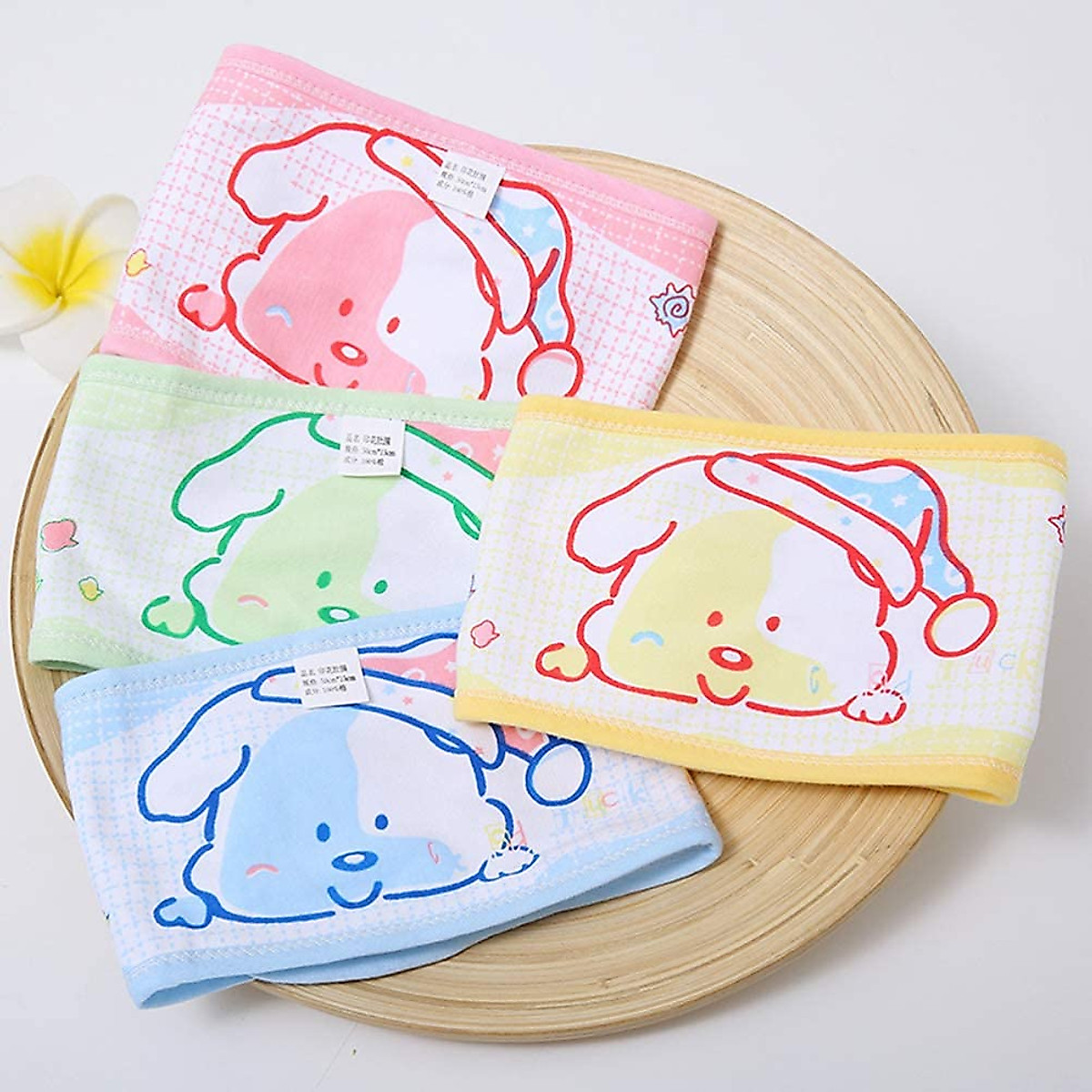 EXCEART 4pcs Baby Belly Binder Cartoon Umbilical Cord Band Navel Band Abdominal Binder Wrap belly band,hernia belt for Newborn Baby Infant