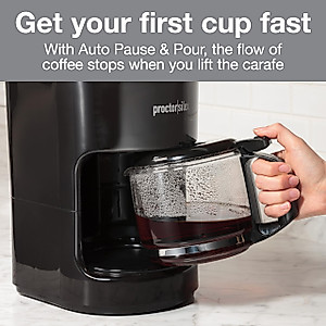 Proctor Silex 10-Cup Coffee Maker, Works with Smart Plugs That Are Compatible with Alexa (48351), Auto Pause and Serve, Black
