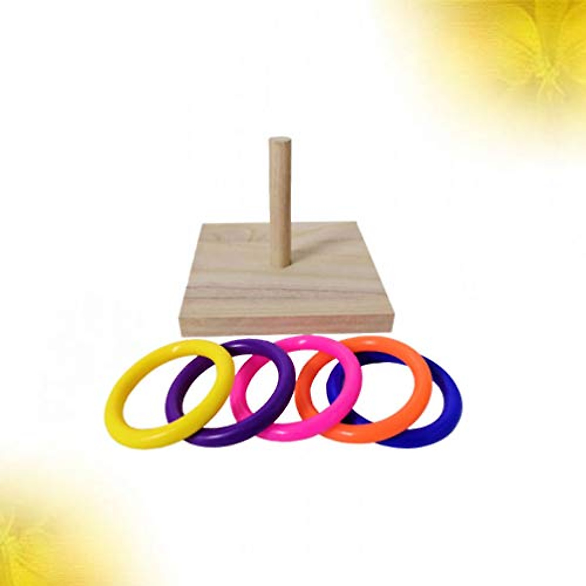 Balacoo Bird Ring Toy Interactive Wood Board Ring Toss Game Puzzle Toy Bird Educational Toy Parrot Chew Bite Playing for Parrot Pet (Random Color)