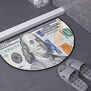 Half Round Dollar Rug,16x39 inch Non-Slip Half Circle Area Rug,100 Dollar Bill Area Rug,Money Rugs,Laundry Room Rug,One Hundred Dollar Bills Rug,Money Carpet,Money Mat,Dollar Runner(D-16x39inch)