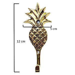 Brass Pineapple Decorative Wall Mount Hooks Set of 2 Pieces Sculpture Unique A Excellent Item for Home | Office | Restaurant Decorative Item Statue Coat Hook by INDIAART12, Height - 12 cm