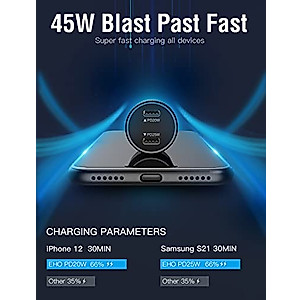 USB C Car Charger, EHO 45W (25W+20W) Dual Port PD 3.0 Dual Type C Fast Car Charger Adapter PPS Super Fast Charger Compatible with iPhone 13 Pro Max/12 Pro Max, Galaxy S22/S21/S20, iPad Air/Pro, Black