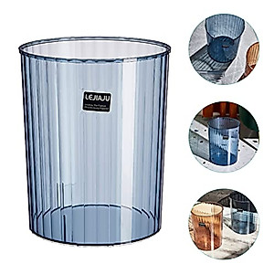 Zerodeko Clear Trash Can Plastic Wastebasket Round Garbage Container Bin Small Trash Bin for Home Bathroom Bedroom Kitchen College Dorm Office Craft Room Blue