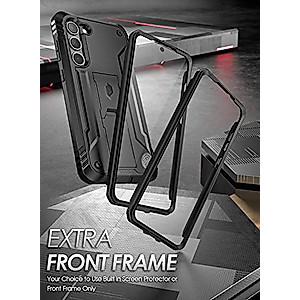 Poetic Revolution Case for Samsung Galaxy S23+ Plus 5G 6.7" (2023), Built-in Screen Protector Work with Fingerprint ID, Full Body Rugged Shockproof Protective Cover Case with Kickstand, Black