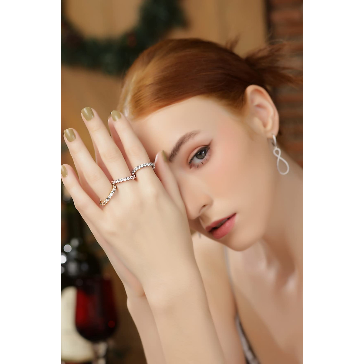 Hoops & Loops Sterling Silver Cubic Zirconia 3mm Round-cut Eternity Band Ring