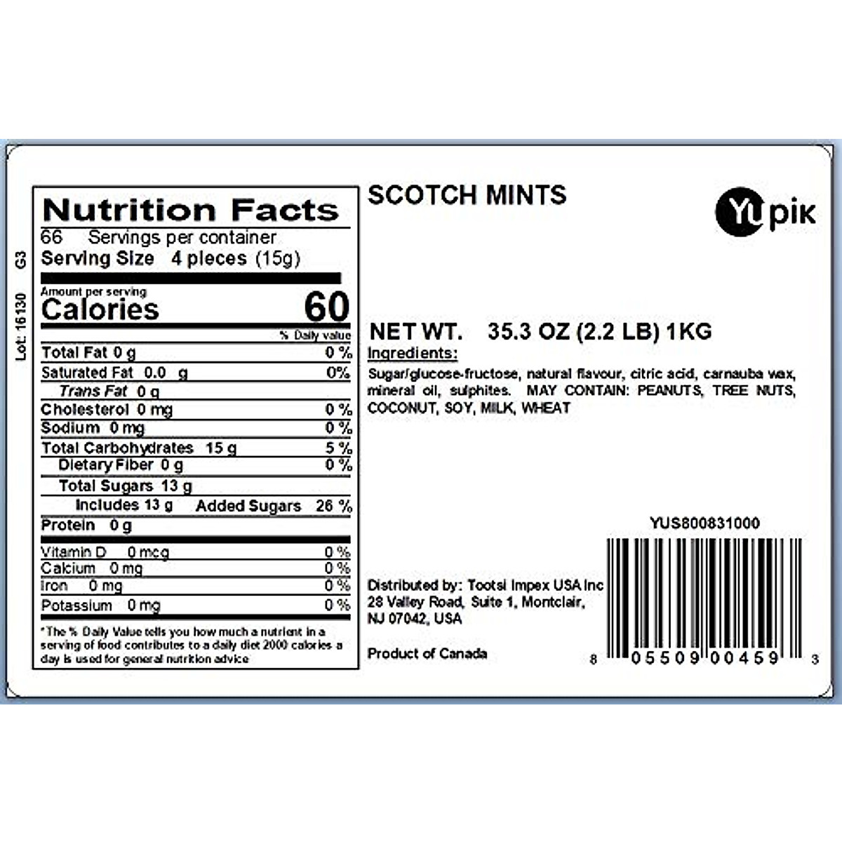 Yupik Mints, Scotch, 2.2 lb