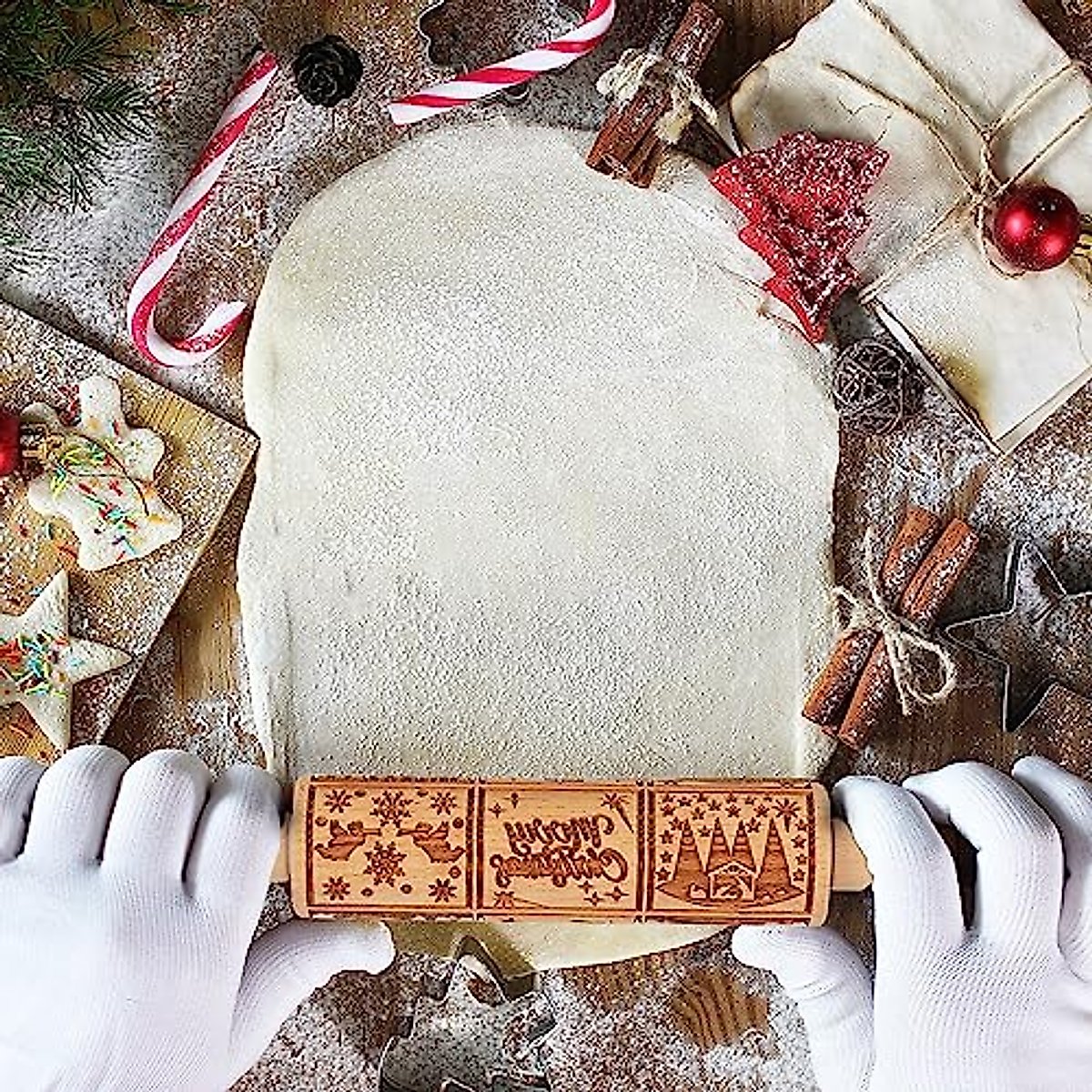 XINBADA Rolling Pins for Baking- Embossed Rolling Pin Set for Baking, Perfect Baking Tools & Cookie Molds