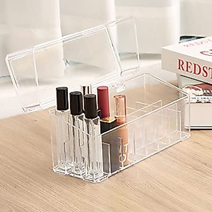 CLUQMEIK Acrylic Rollerball Perfume Organizer Beauty Scent Holder with 24 Grids Organization Container Storage for mini perfume/mini spray collection display- Clear