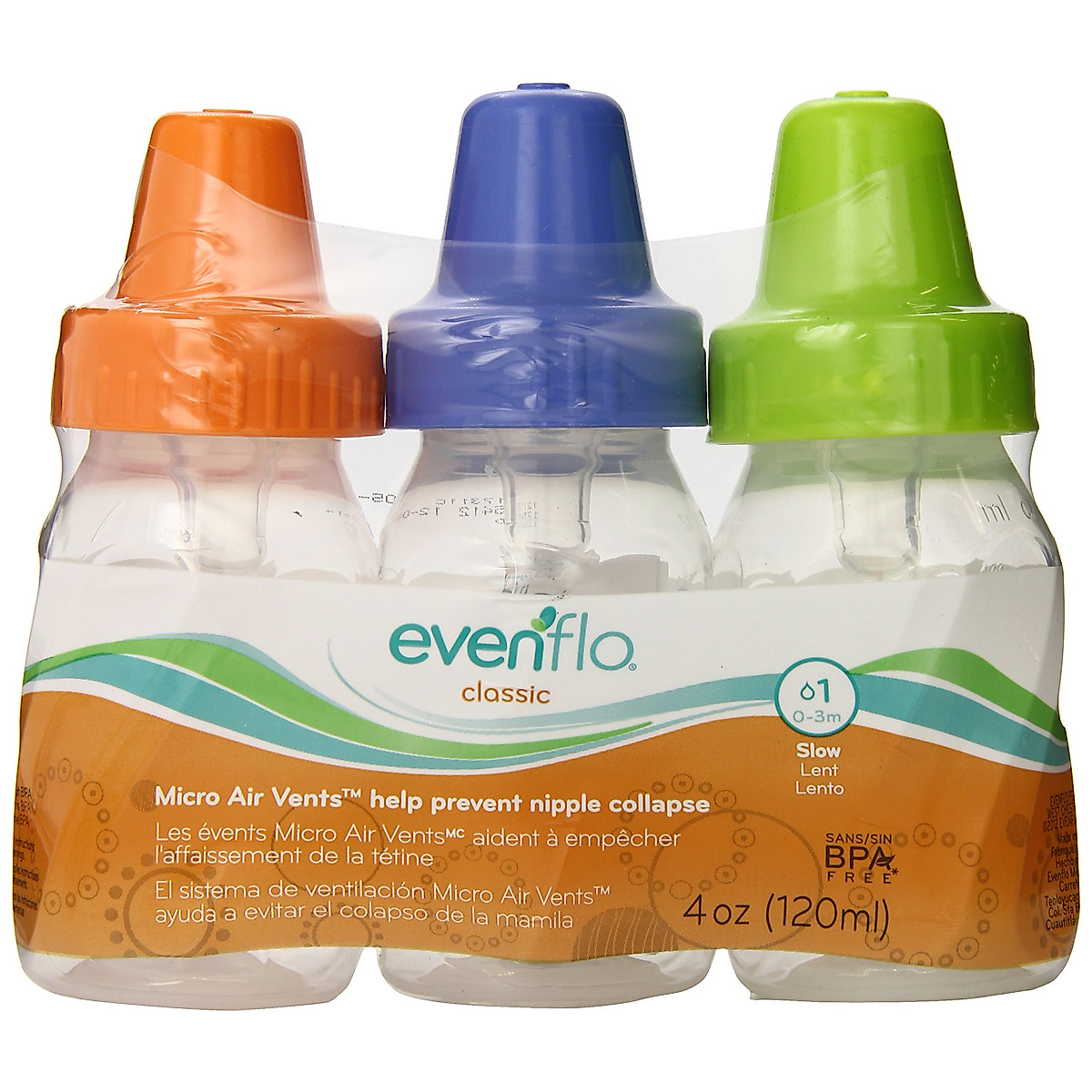 Evenflo 3 Pack Classic Clear Bottle without BPA, 4 Ounce (Discontinued by Manufacturer)