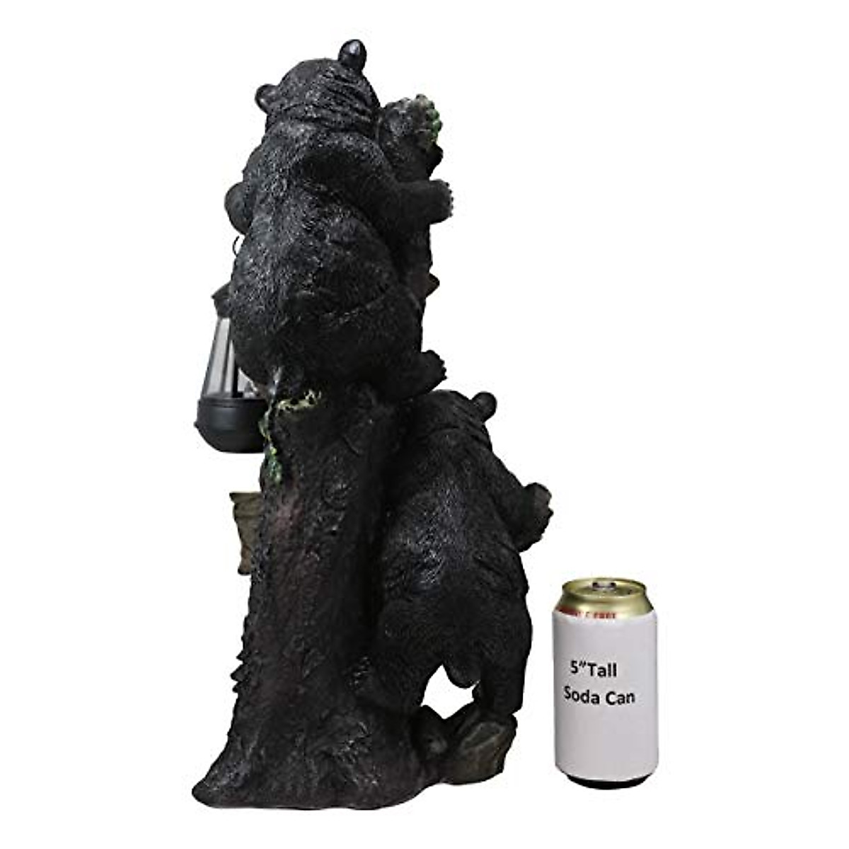 Ebros Climbing Black Bear Cubs Garden Light Statue Figurine Solar LED Lantern Light Welcome Sign Guest Greeter Decor for Patio Poolside Garden Home
