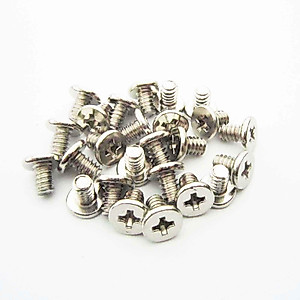 25pcs Silvery Flat Round Wafer Head Screw Bolt 6-32 * 5mm for PC Case Hard Drive HDD Power Supply PSU Mount Computer F