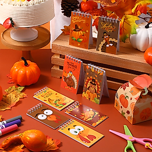 Pasimy 48 Pcs Thanksgiving Notepads Fall Thanksgiving Party Favor Harvest Small Spiral Notebooks Turkey Pumpkin Leaves Memo Pad for Thanksgiving Autumn Birthday Baby Shower Party Supplies(Cartoon)